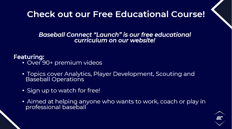 Baseball Connect Professional Baseball Education Scouting Analytics